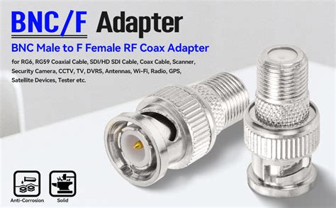 Superbat BNC Male To F Type Female Adapter BNC Coupler Coaxial Cable Connector F Type Jack To