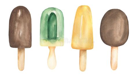 Watercolor Ice Cream Clipart Set Summer Food Illustration Cute