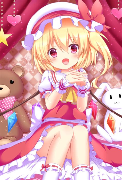 Safebooru 1girl Ascot Blonde Hair Blush Bow Flandre Scarlet Hakuto
