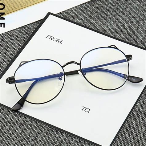 Metal Cat Ear Glasses Frame Anti Radiation Eyeglass For Woman Glasses