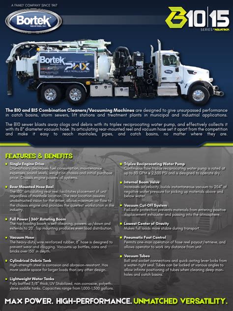 Aquatech B10 B15 Sewer Jet Vac Truck Brochure Bortek Industries Inc Pdf