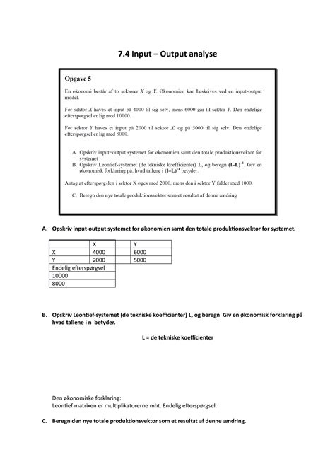 74 Input Output Analyse 7 Input Output Analyse A Opskriv Input