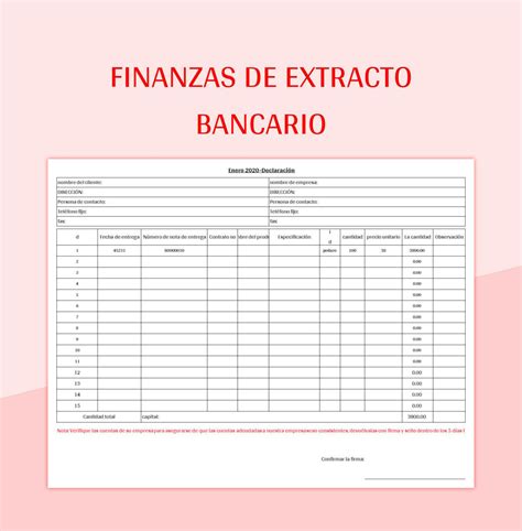 Plantilla de Excel Finanzas De Extracto Bancario y Hoja de Cálculo de
