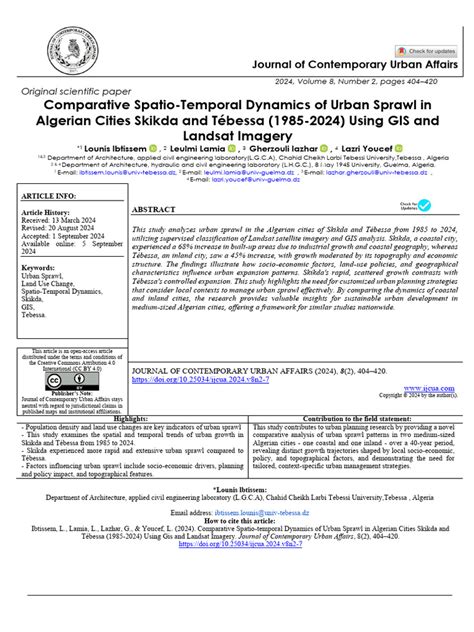 Comparative Spatio Temporal Dynamics Of Urban Sprawl In Algerian Cities