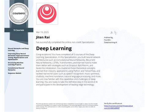 Deeplearning Ai Machinelearning Neuralnetworks Coursera Andrewng… Jiten Rai 11 Comments