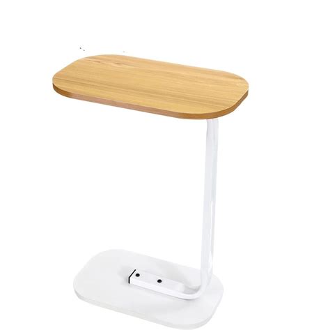 Bedside C Shaped Coffee Table With Wood Marble Top Ligth Walnut Shop