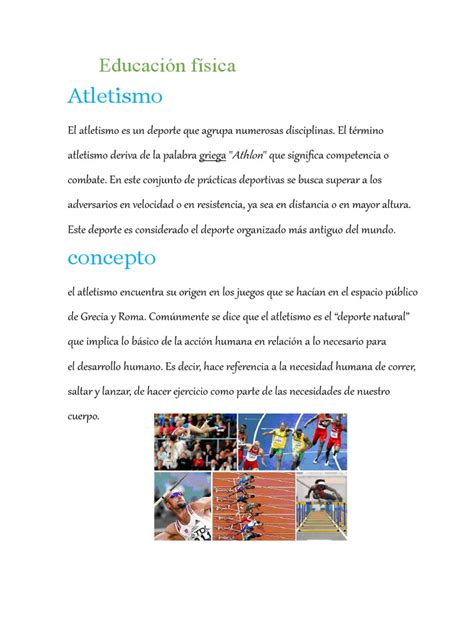Atletismo Educación Física Pdf Deporte Del Atletismo Deportes