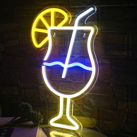 Cocktail Bar Neon Light Coffee Cup Luminous Led Sign Party Shop Birthd