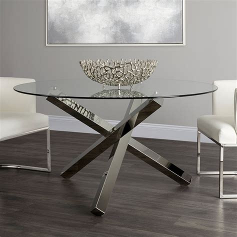 Round Glass Top Metal Base Dining Table Foter