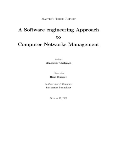 Pdf A Software Engineering Approach To Computer Networks Management