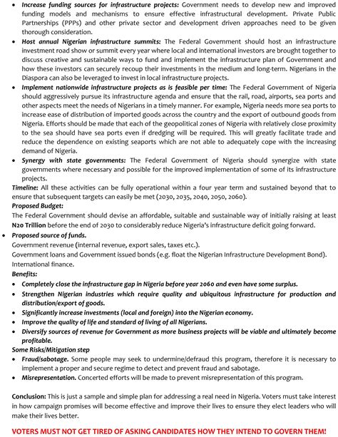 Election Monitor Sample Actionable Infrastructure Development Plan For