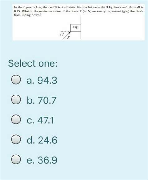 Solved In The Figure Below The Coefficient Of Static Chegg Com