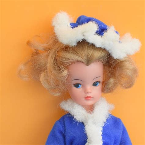 Vintage 1970s Sindy Size Outfit Faerie Glen Blue And White Coat Set