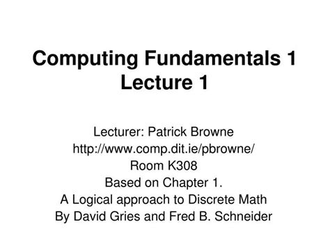 Ppt Computing Fundamentals 1 Lecture 1 Powerpoint Presentation Free Download Id2911049