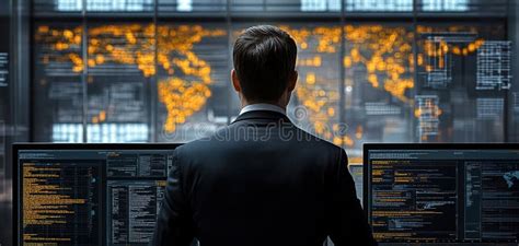 Business Professional Analyzes Global Data Trends In Modern Office