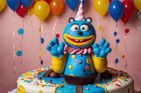 Birthday Cake Character Premium Ai Generated Image