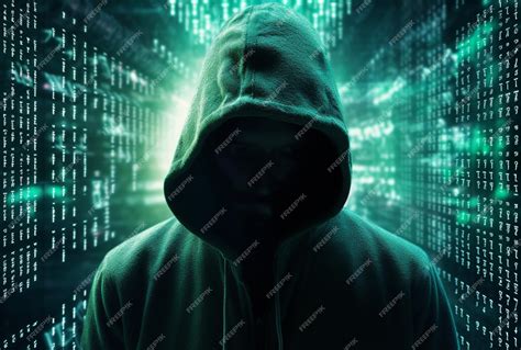 premium ai image man wearing a hoodie with binary code in the background