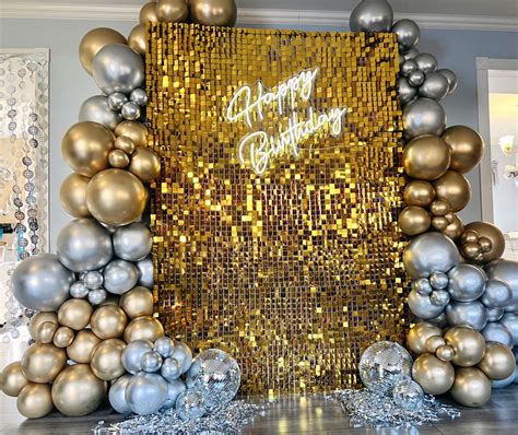 Gold Shimmer Wall In 2024 Gold Balloons Decorations Gold Sparkle Backdrop Gold Balloons