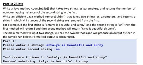 Solved Part 1 25 Pts Write A Java Method Countsubstr That