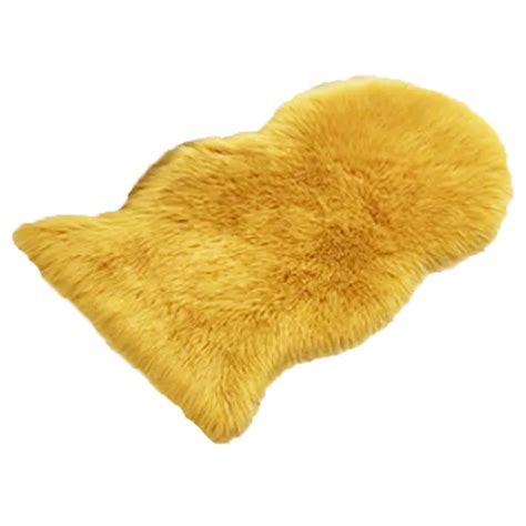 Yellow Faux Fur Half Rug Matoc Designs