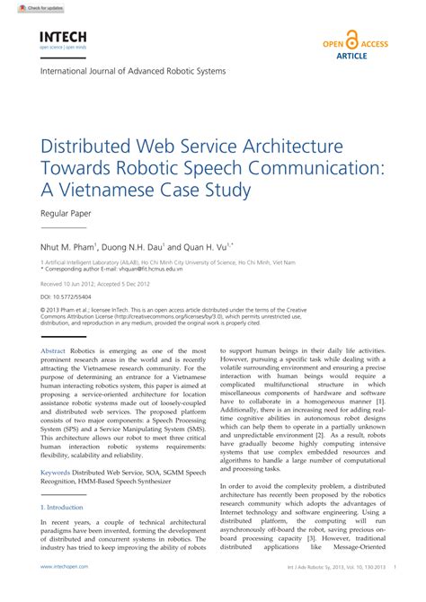 Pdf Distributed Web Service Architecture Towards Robotic Speech Communication A Vietnamese
