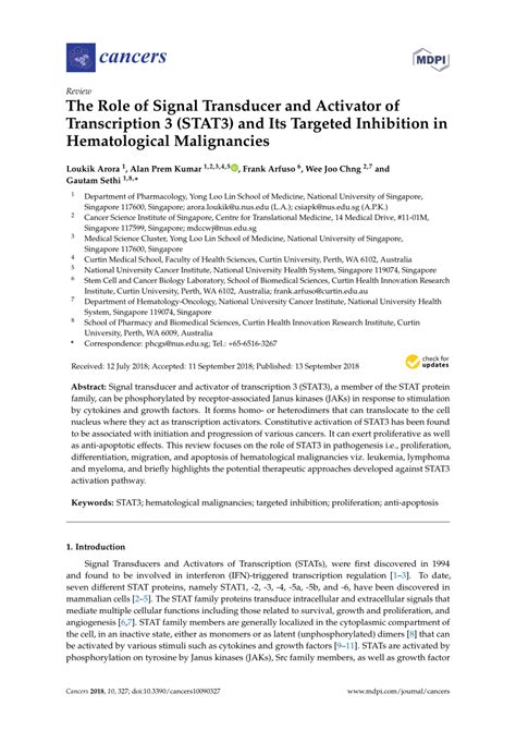 Pdf The Role Of Signal Transducer And Activator Of Transcription 3