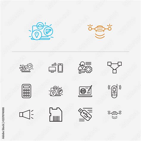 Hardware Icons Set Blockchain And Hardware Icons With Old Mobile Phone