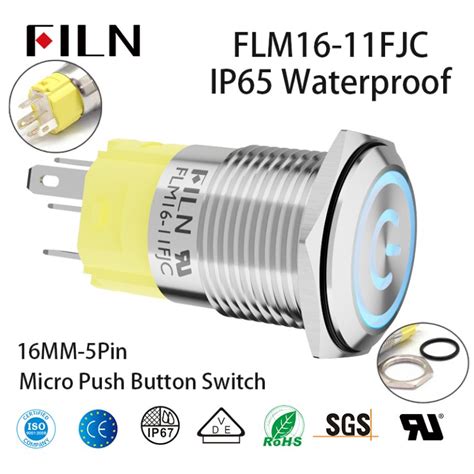 Filn Micro Push Button Switch 16mm Latching Momentary Waterproof Micro Push Button Switch