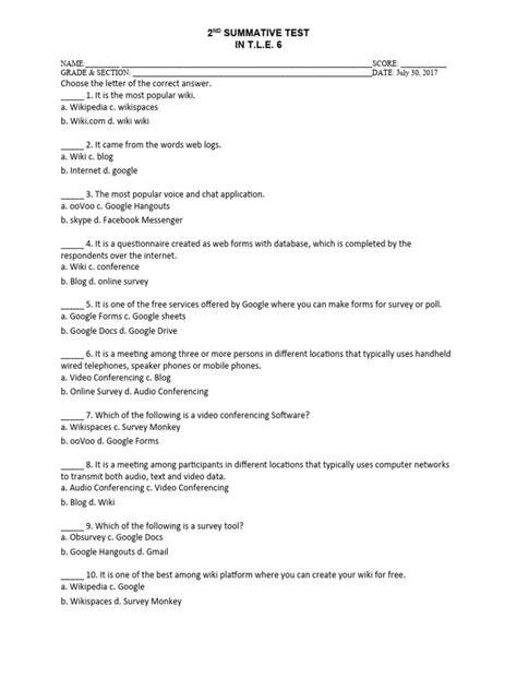 2nd summative test pdf wiki internet