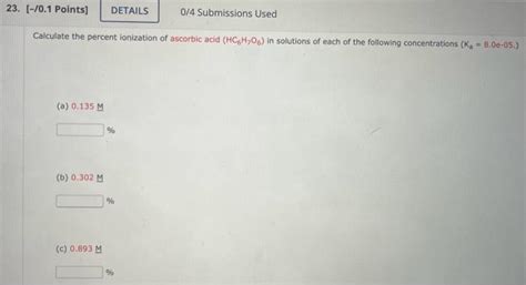 Solved Calculate The Percent Ionization Of Ascorbic Acid