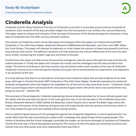 Cinderella Analysis Essay Example