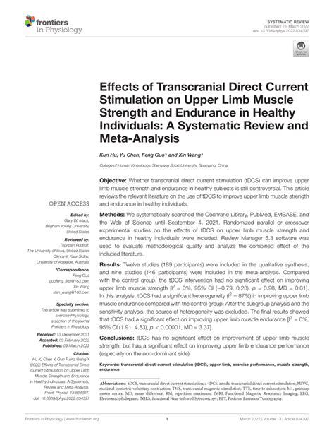 Pdf Effects Of Transcranial Direct Current Stimulation On Upper Limb Muscle Strength And