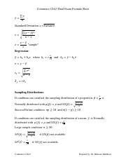 Essential Formula Sheet For Commerce DA Final Exam Course Hero