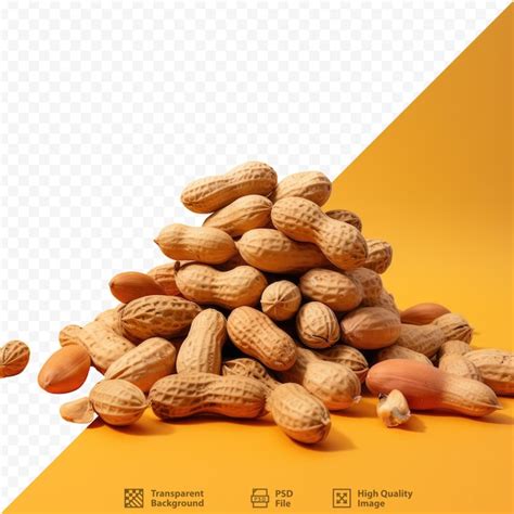 Premium Psd A Pile Of Peanuts With A Yellow Background That Says Peanuts