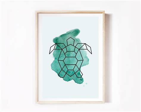 Geometric Turtle Sea Turtle Print Tropical Art Digital Print