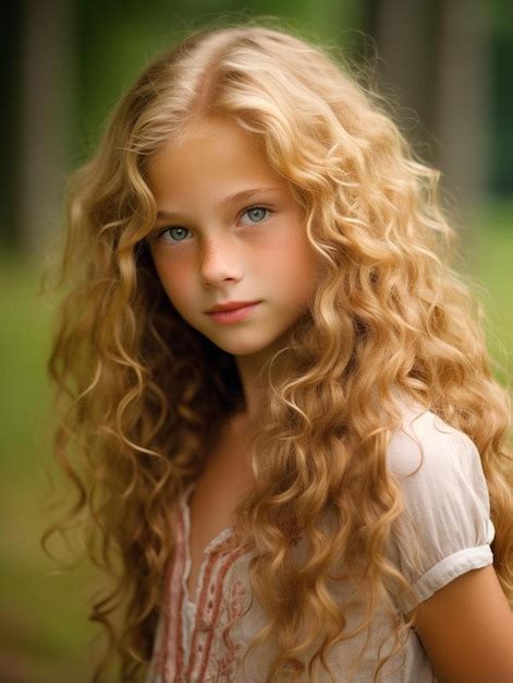 Premium Photo A Girl With Curly Hair And A White Top Is Standing In