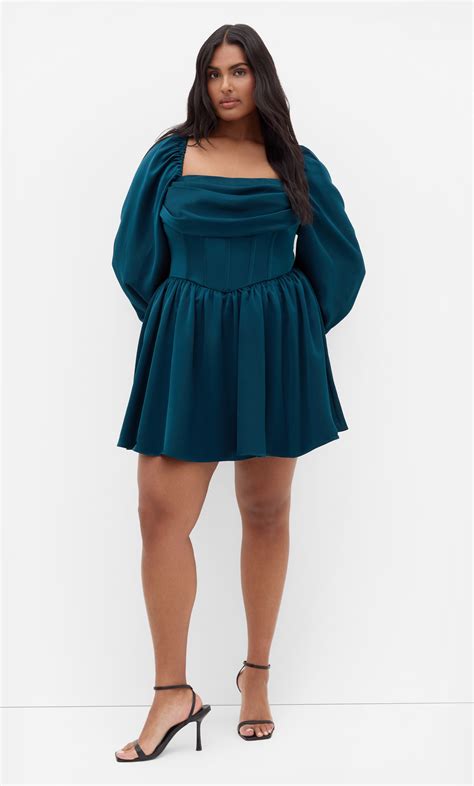 Womens Plus Size Flirty Emerald Corset Dress
