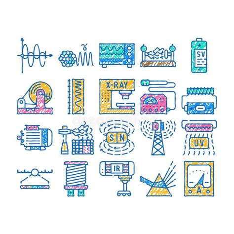 Electromagnetic Science Physics Icon Hand Drawn Stock Vector