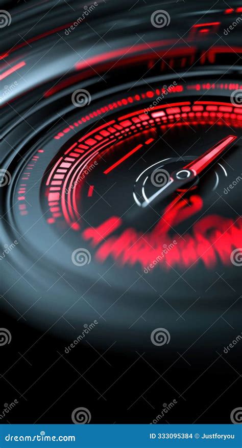 Futuristic Speedometer With Red Digital Display Stock Illustration
