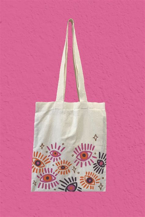 Tote Bag Colorful Evil Eyes Handpainted Tote Bags Diy Tote Bag