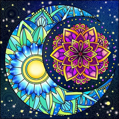 Pin By Elsebeth Thorbjorn Hoegh Jense On Finished Mandala Arts Moon