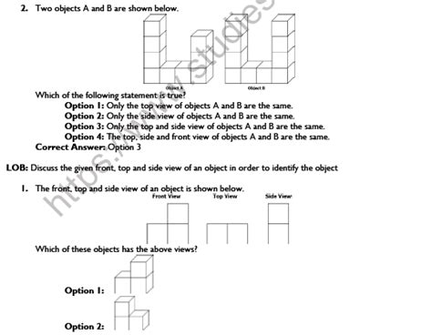 Cbse Class 8 Maths Visualising Solid Shapes Worksheet Set A
