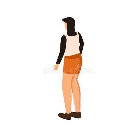 Woman Standing Backwards Full Length Element Stock Vector