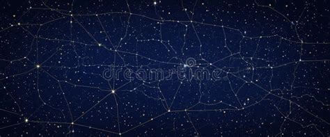 Celestial Map With Constellations And Starry Night Sky Stock Image