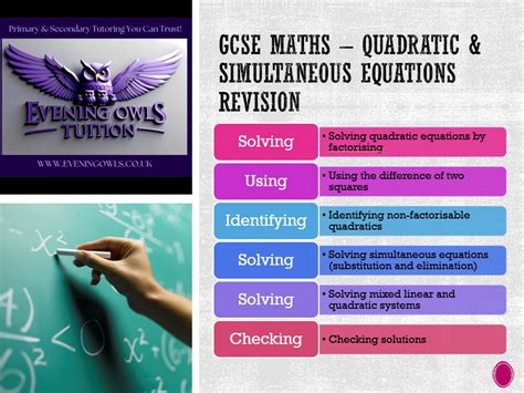 Evening Owls Tuition Gcse Maths Quadratic And Simultaneous Equations Step By Step Guide