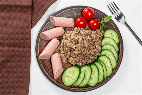 4k Porridge Vienna Sausage Tomatoes Cucumbers Buckwheat Plate Hd
