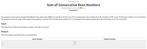 beecrowd 1159 sum of consecutive even numbers solution in c eya
