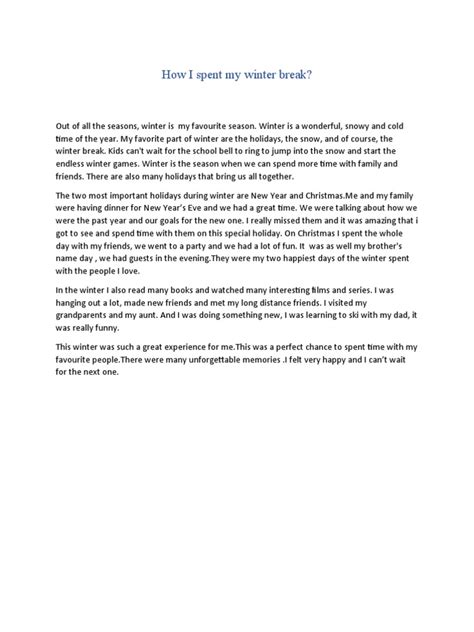 how i spent my winter break pdf