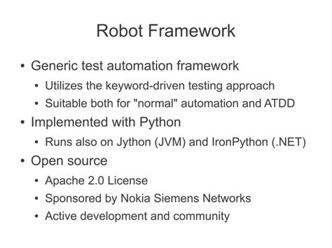 Slides Acceptance Test Driven Development Using Robot Framework Pdf