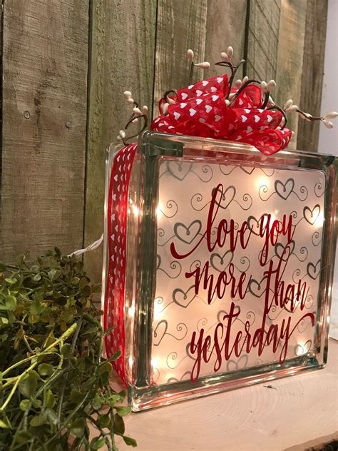 Valentine Glass Block Valentine Luminary Valentine Etsy
